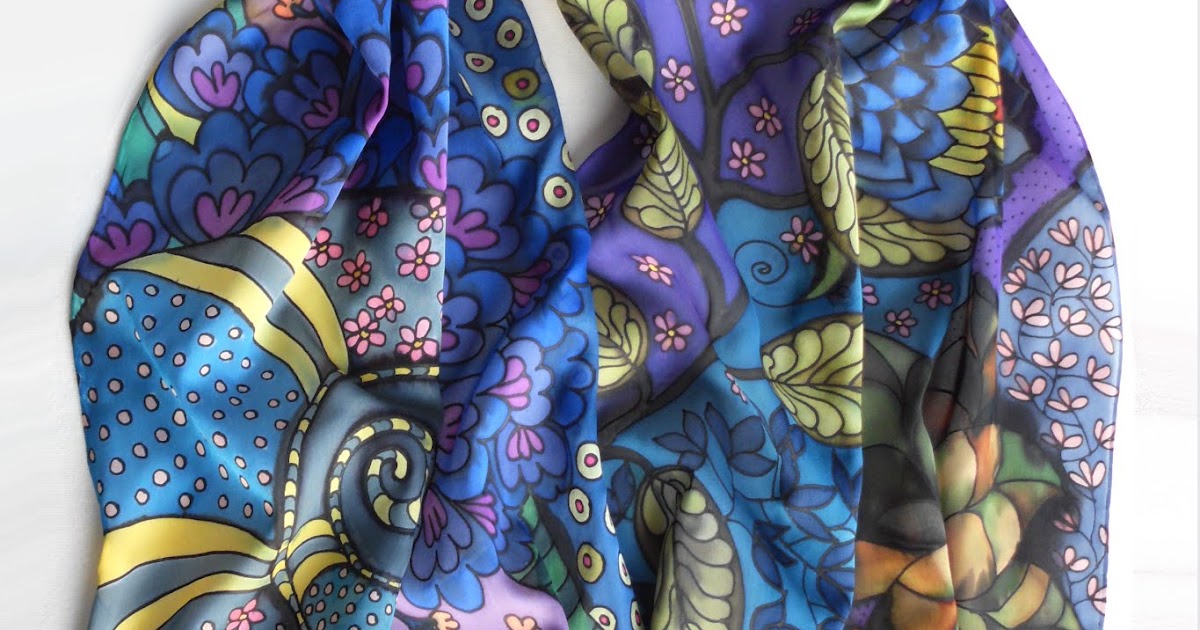 Violet Purple Silk Chiffon Scarf Unique Hand Painted Luxury Gift for ...