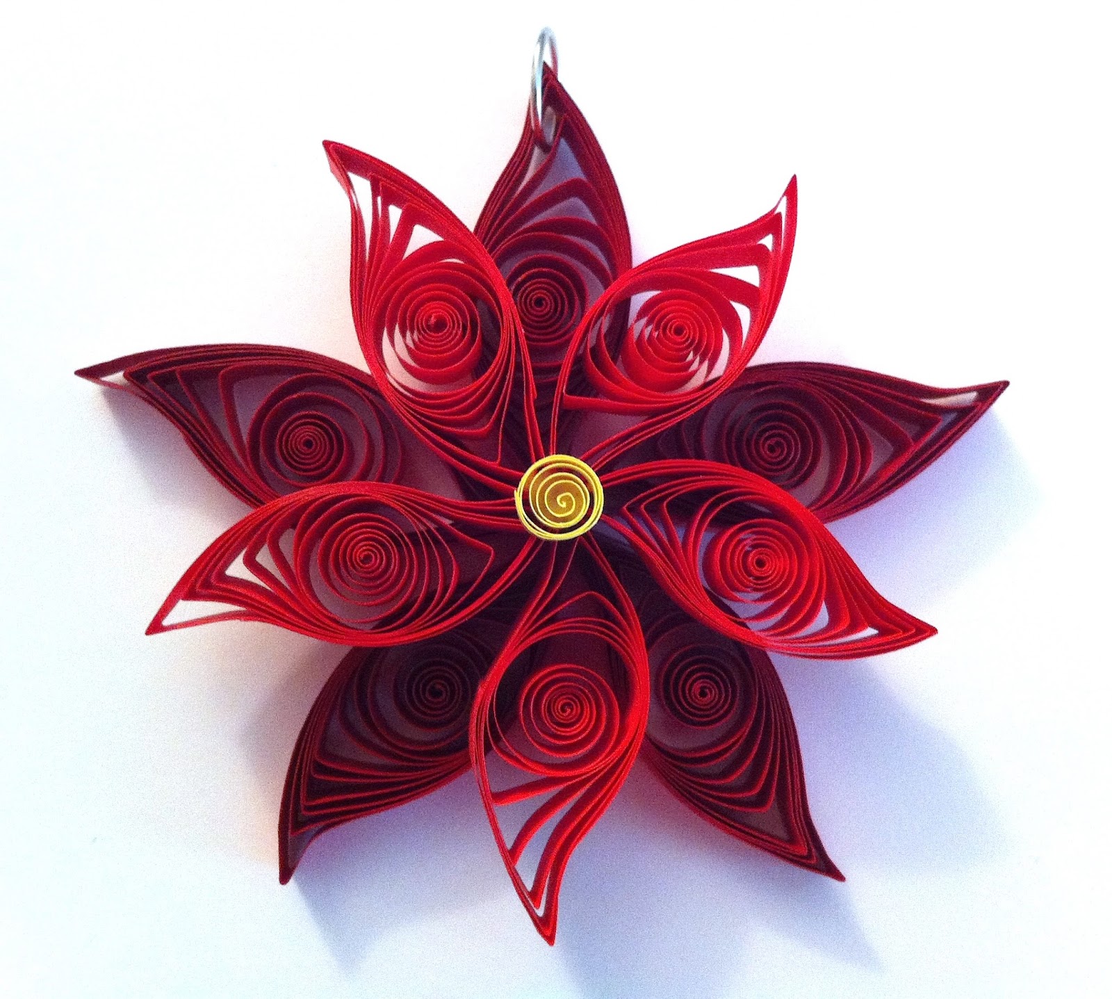 Paper Spiral: Quilled Poinsettia Flower Ornament