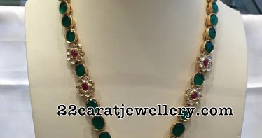 Emerald Long Chain Kundan Pendant - Jewellery Designs