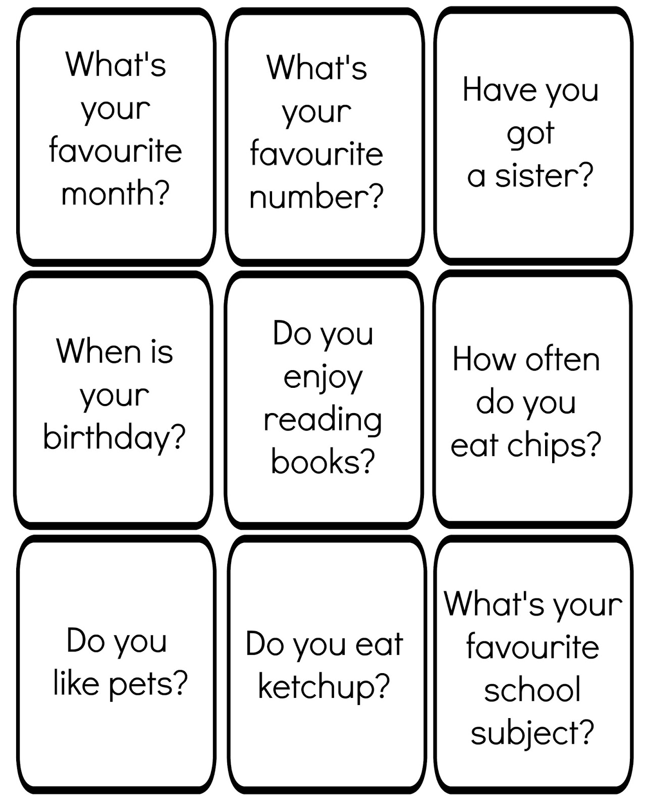 Questions&Answers – card game | Funglish