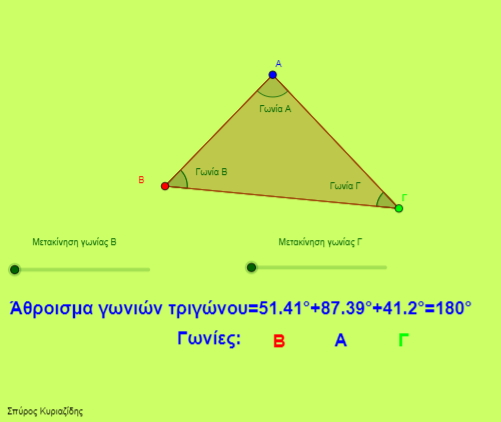 e-edufragi: ΕΦΑΡΜΟΓΗ ΠΟΥ ΑΠΟΔΕΙΚΝΥΕΙ ΤΟ ΑΘΡΟΙΣΜΑ ΤΩΝ ΓΩΝΙΩΝ ΕΝΟΣ ΤΡΙΓΩΝΟΥ