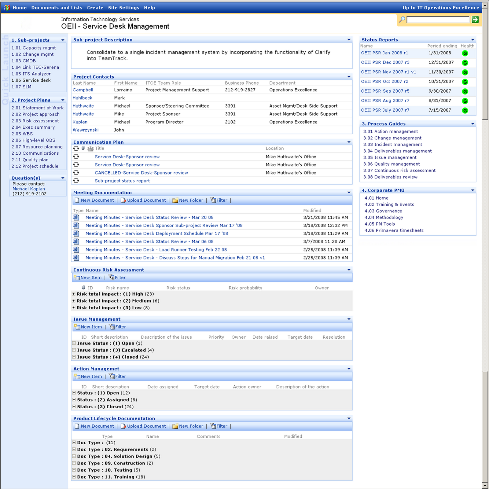 SoftPMO™ Solutions: Using SharePoint for a Project Work Site
