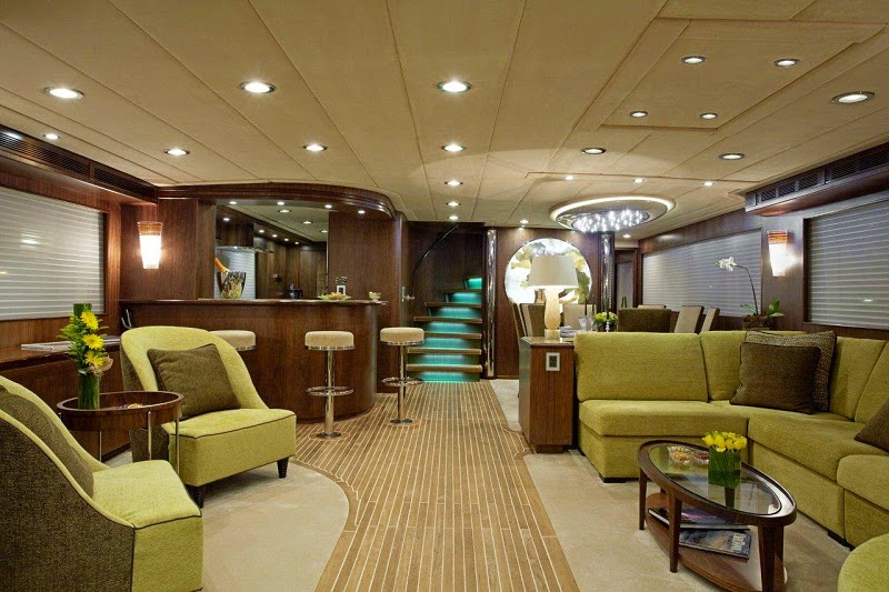 small yacht of interior elegant and beautiful for the holidays ...