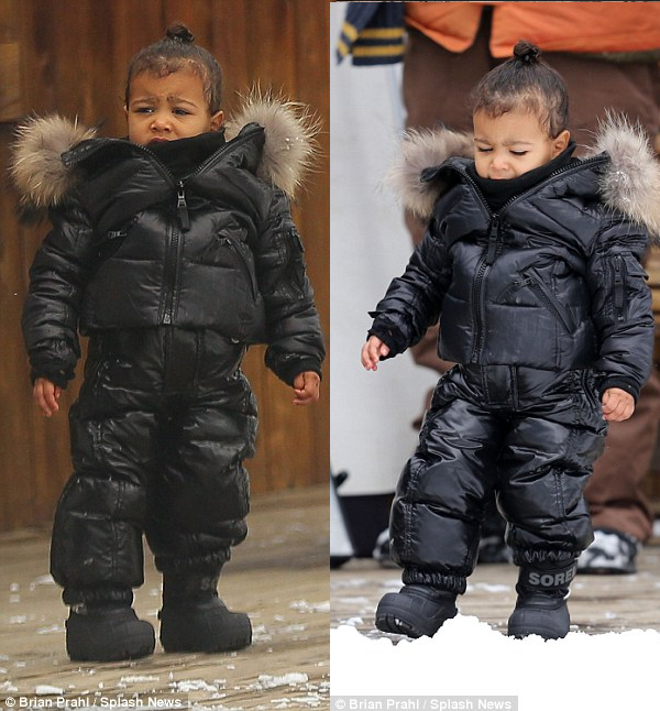 Kim Kardashian & North West rock matching Ski Outfits during family ...