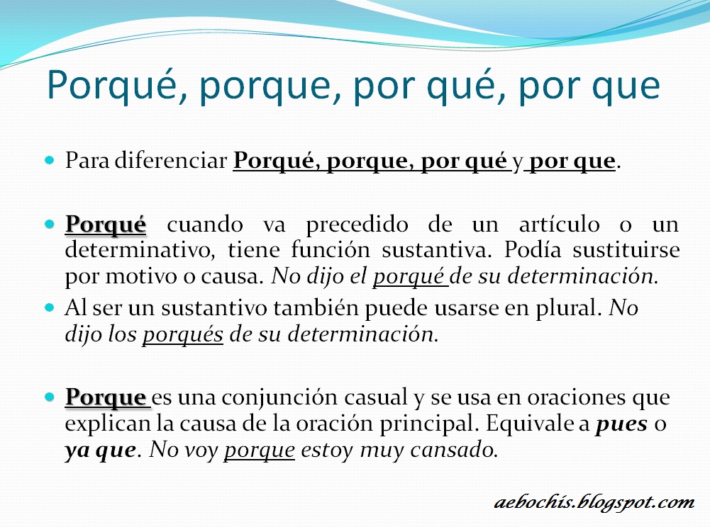 Por que, Porque, Por qué, Porqué