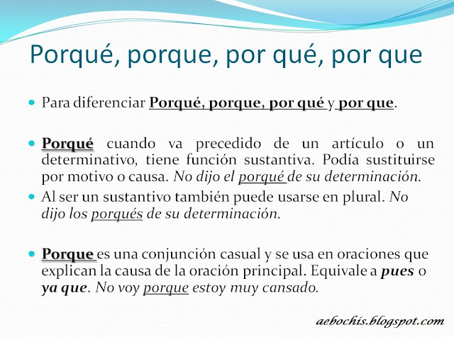 Por que, Porque, Por qué, Porqué