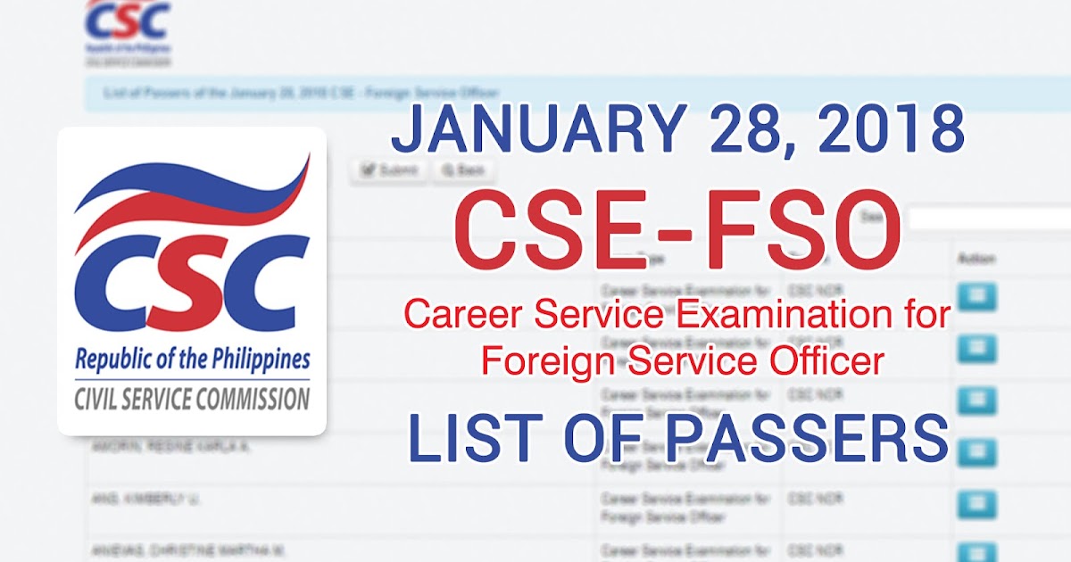 Civil Service Exam PH: EXAM RESULTS: January 28, 2018 Career Service ...