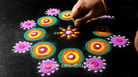 Creative rangoli designs using colours
