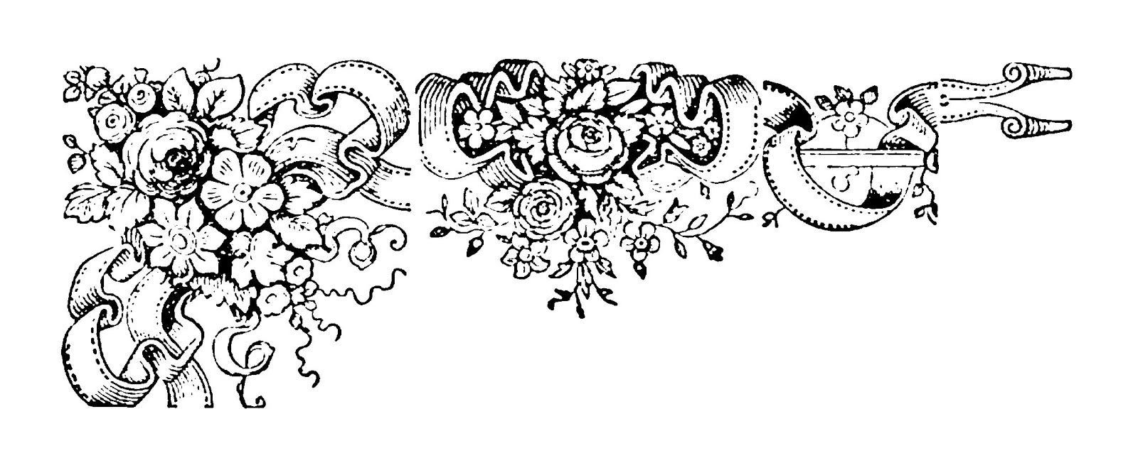 Digital Stamp Design: Printable Border Corner Designs Flowers Scroll ...