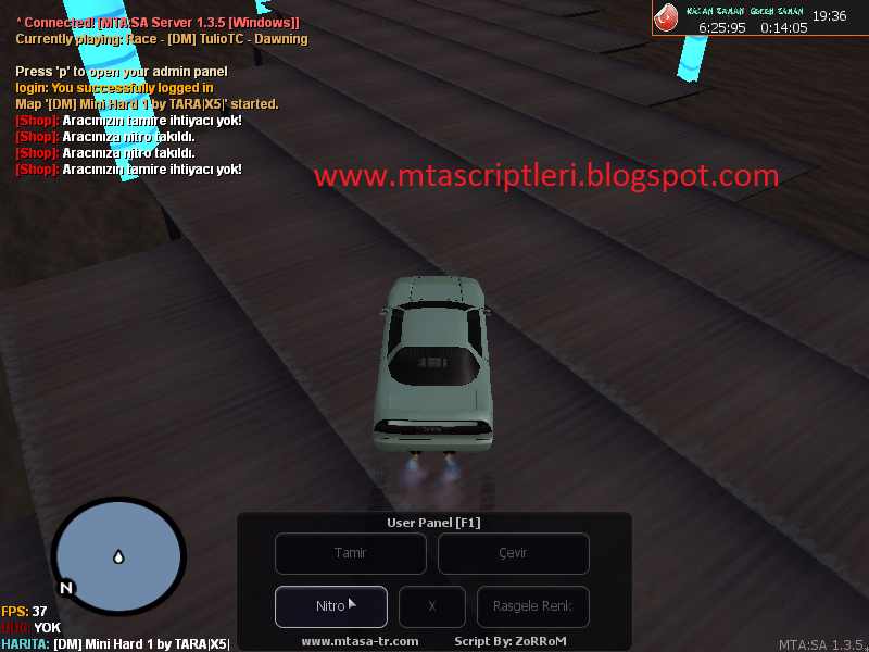 MTA-SA F1 Tamir,Nitro,Flip ve Araç Rengi Satın Alma Paneli - Türkçe ...