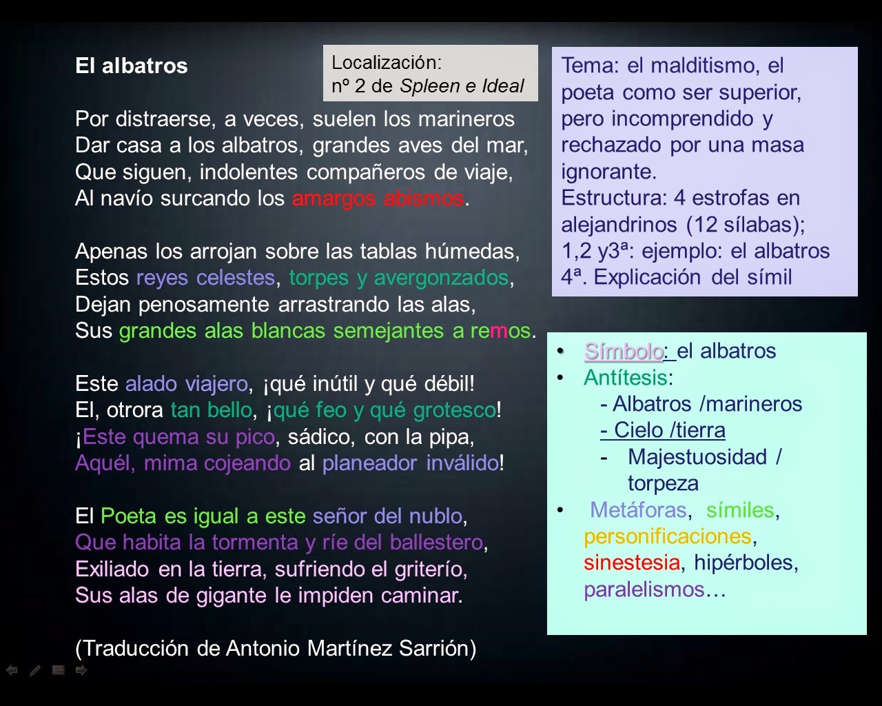 Literatura Universal: El albatros. Dos comentarios