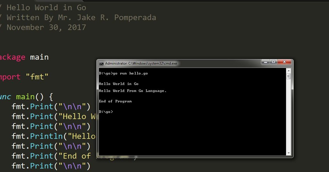 Free Programming Source Codes And Computer Programming Tutorials Hello World In Go 