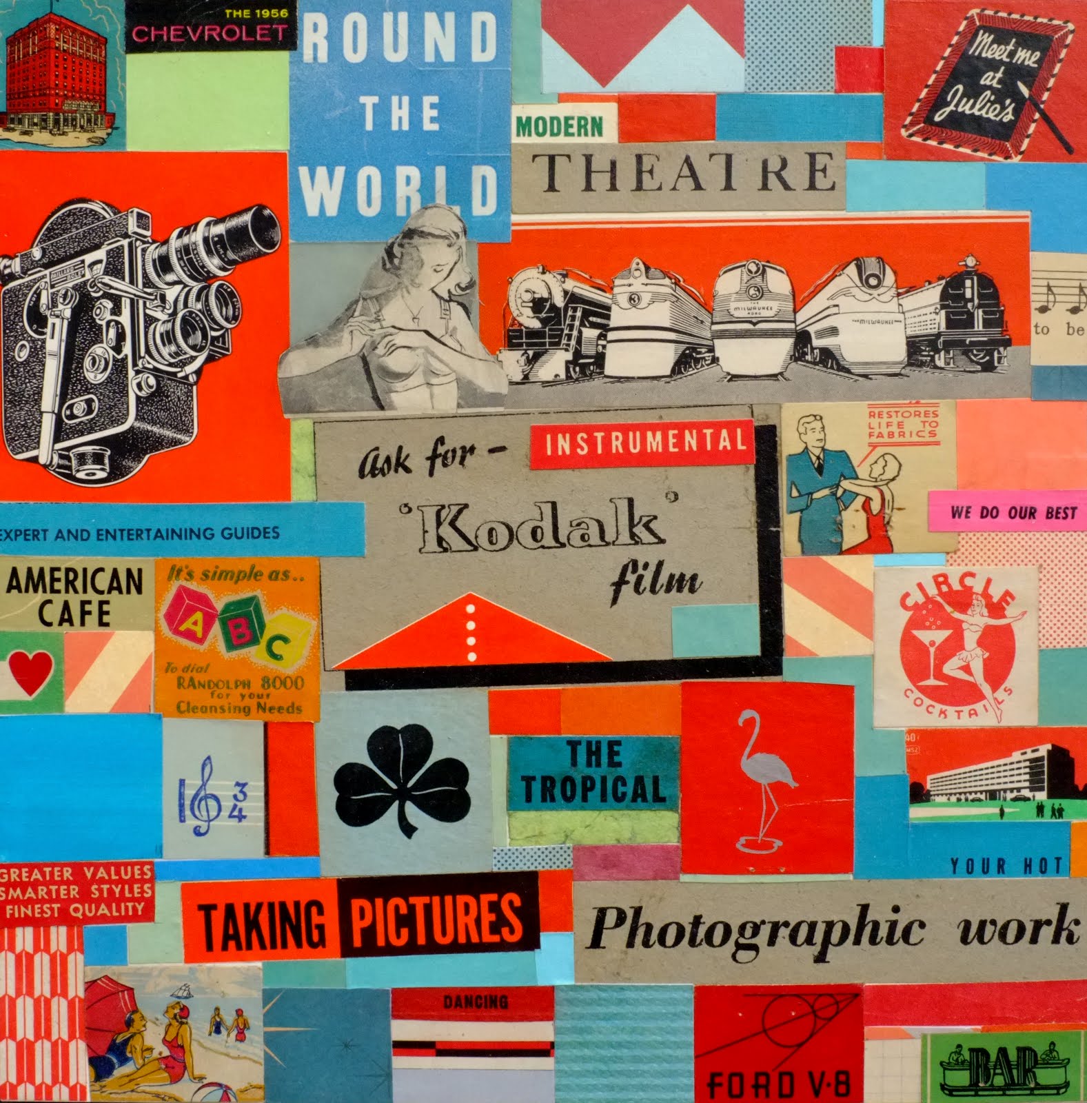 The Painted Cube: New Vintage Paper Collages - with retro text and ...