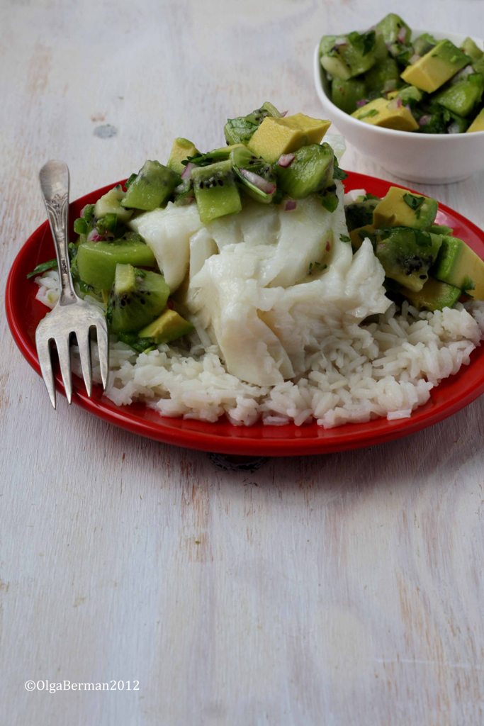 Mango & Tomato: Chilean Sea Bass with Coconut Rice and Avocado Kiwi ...