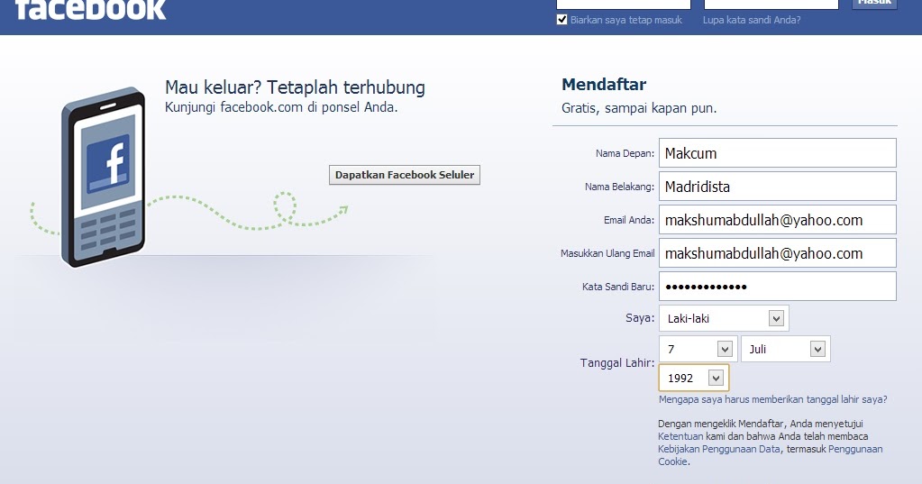 Cara Membuat Facebook Baru | Daftar Akun FB - caratutorial.com