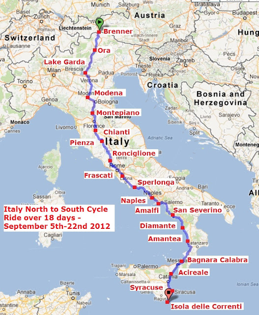 Italy North to South Cycle Trip 2012