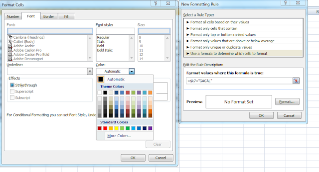 Membuat Rule Pada Conditional Formating Msexcel