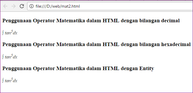 Membuat Operator Matematika HTML
