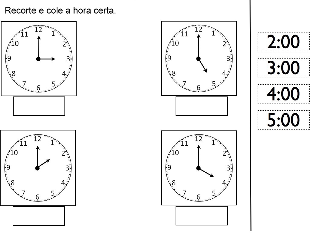 Janelinha: Trabalhinhos com relógio/Hora certa