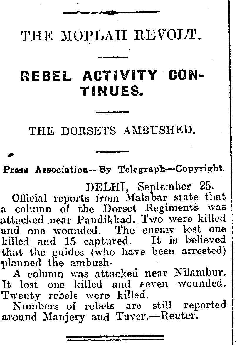 Historic Alleys: The Moplah Rebellion 1921 – A British Soldier's viewpoint