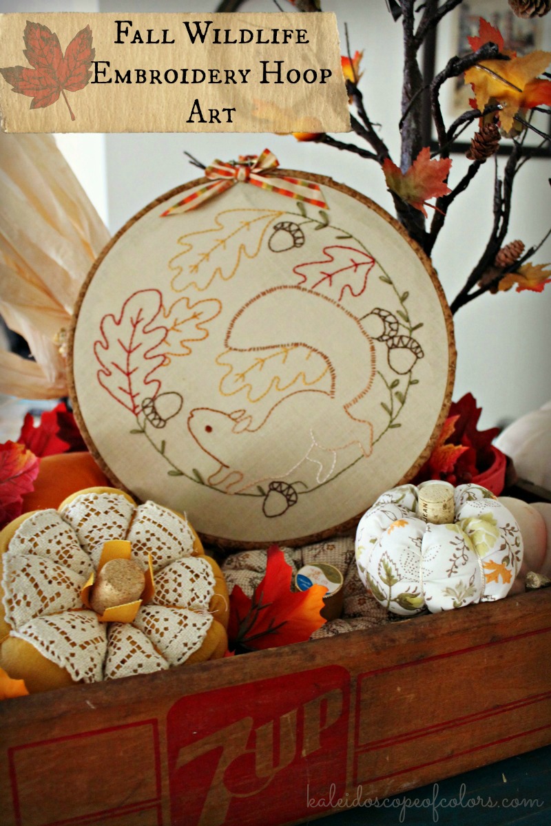 Kaleidoscope of Colors: Fall Wildlife Embroidery Hoop Art
