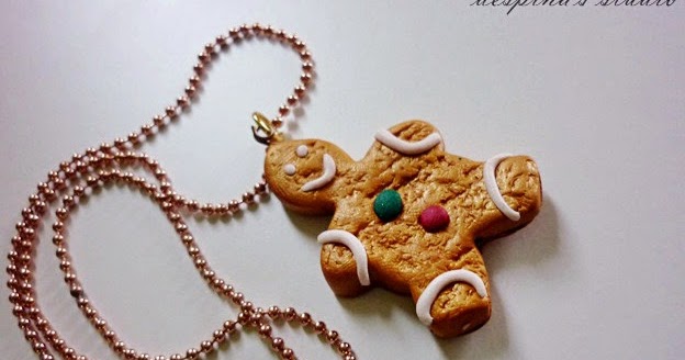 Polymer clay gingerbread man necklace