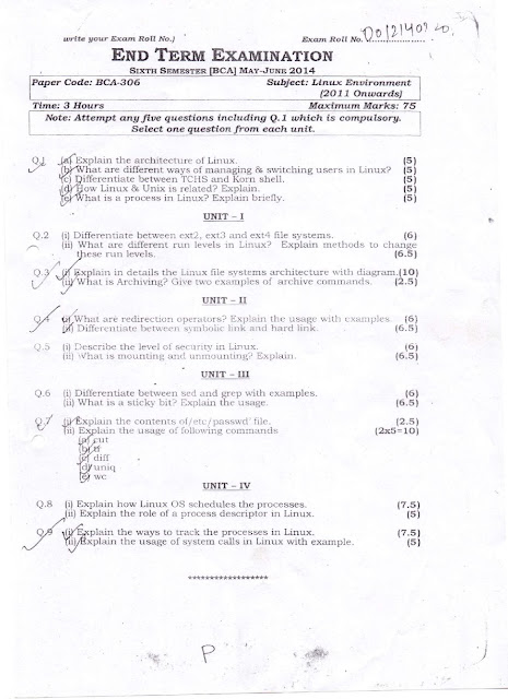 BCA -Linux Previous year Question Paper ~ Allinone