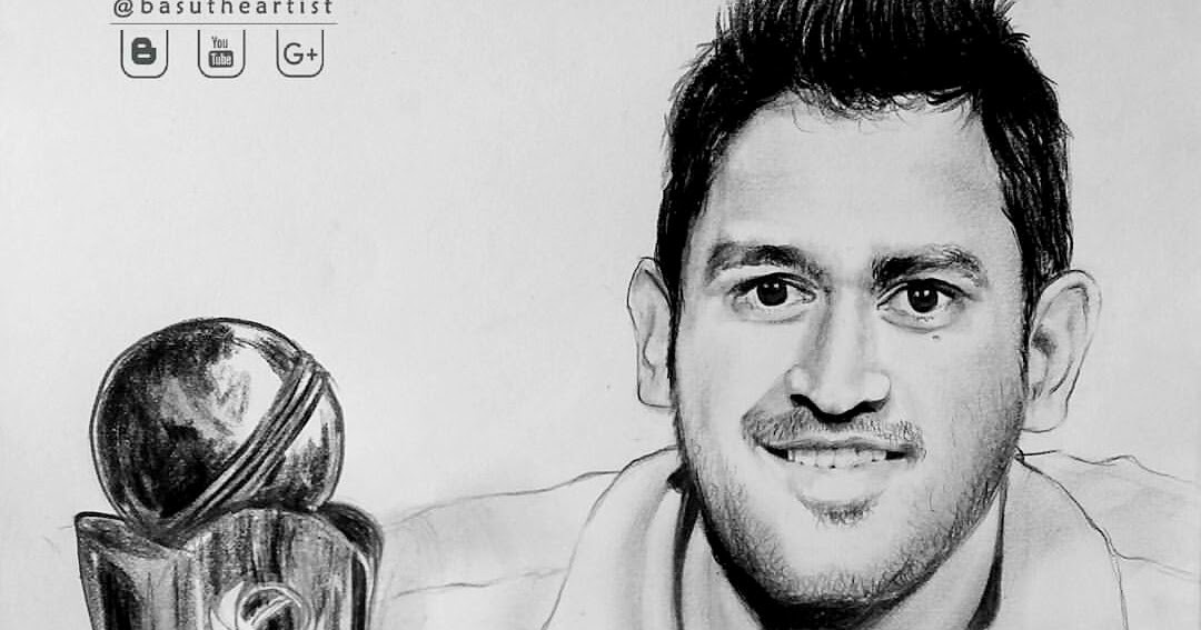 ms dhoni pencil sketch