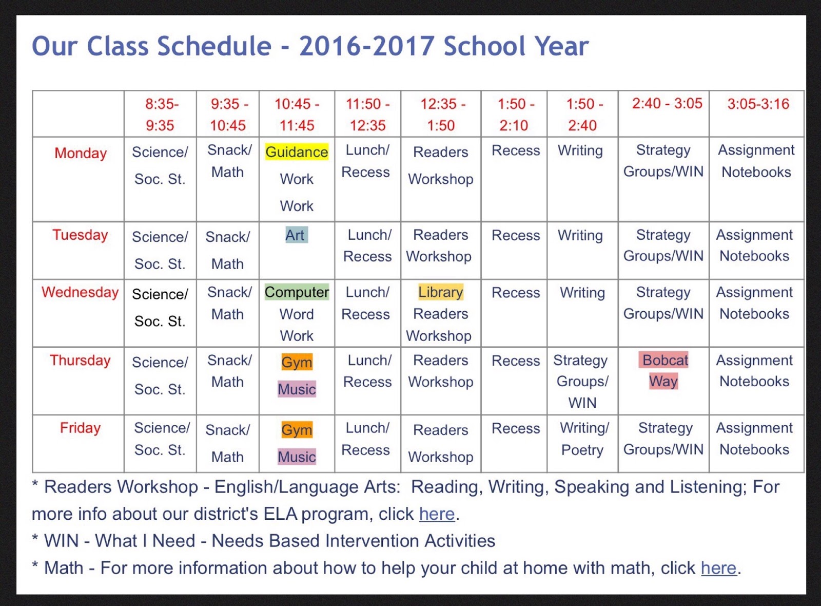 Guide~Teach~Inspire: Motivation Monday - Classroom Schedule for Third Grade