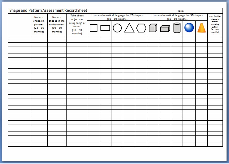 Early Years Resources: Assessment Material