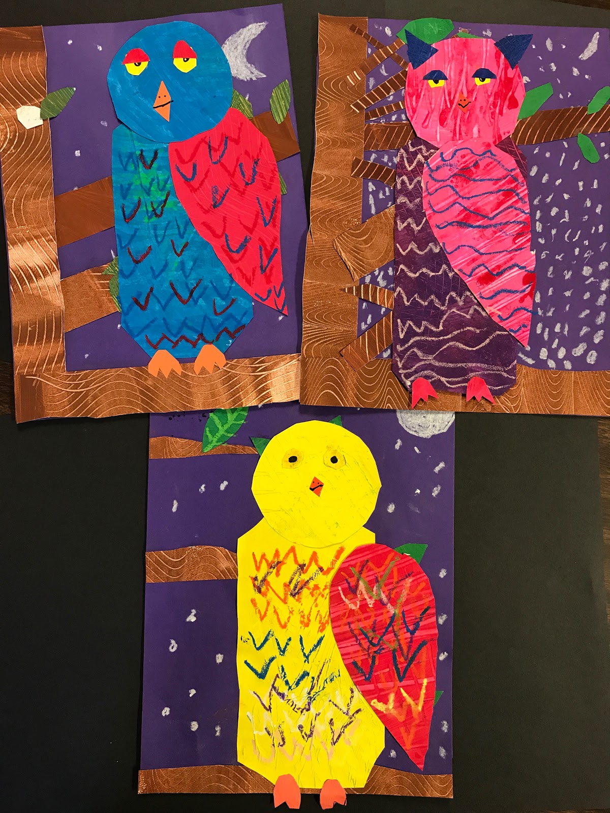Elements of the Art Room: 2nd Grade Painted Paper Owls