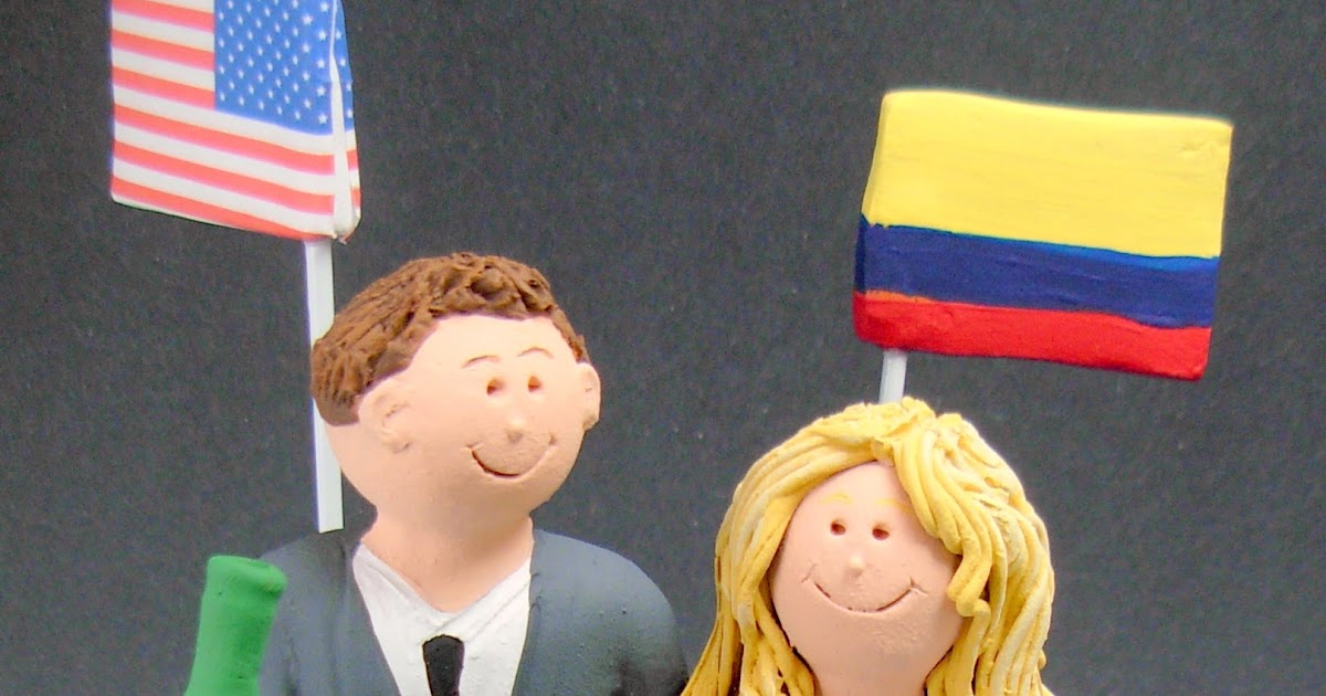 custom wedding cake toppers: Colombian and American Flags Wedding Cake ...