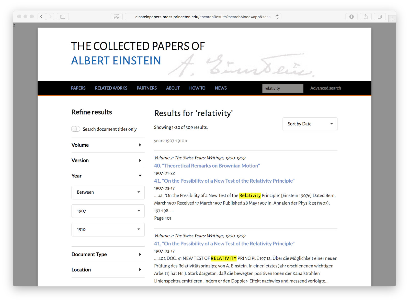 What Einstein Taught Us About Searching Inside Publications