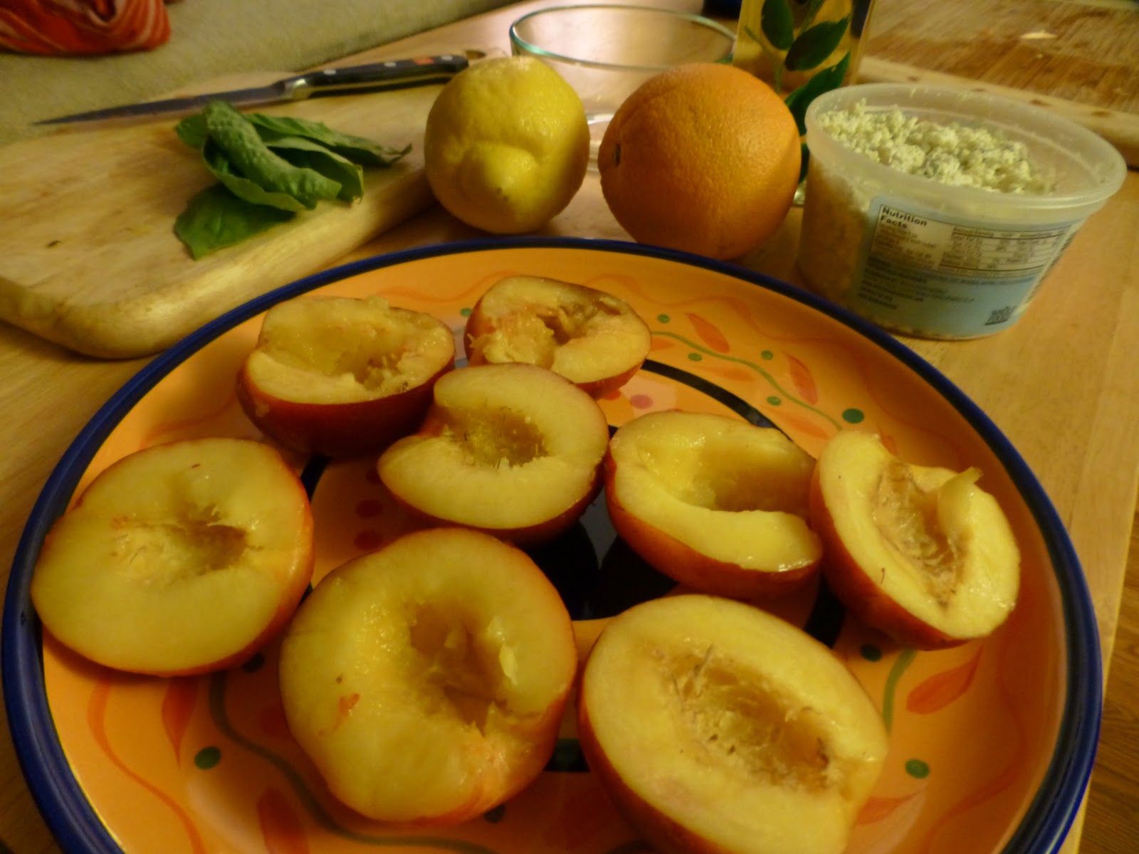 Douglas Kitchen Odyssey: Grilled Nectarines with Blue Cheese and Basil