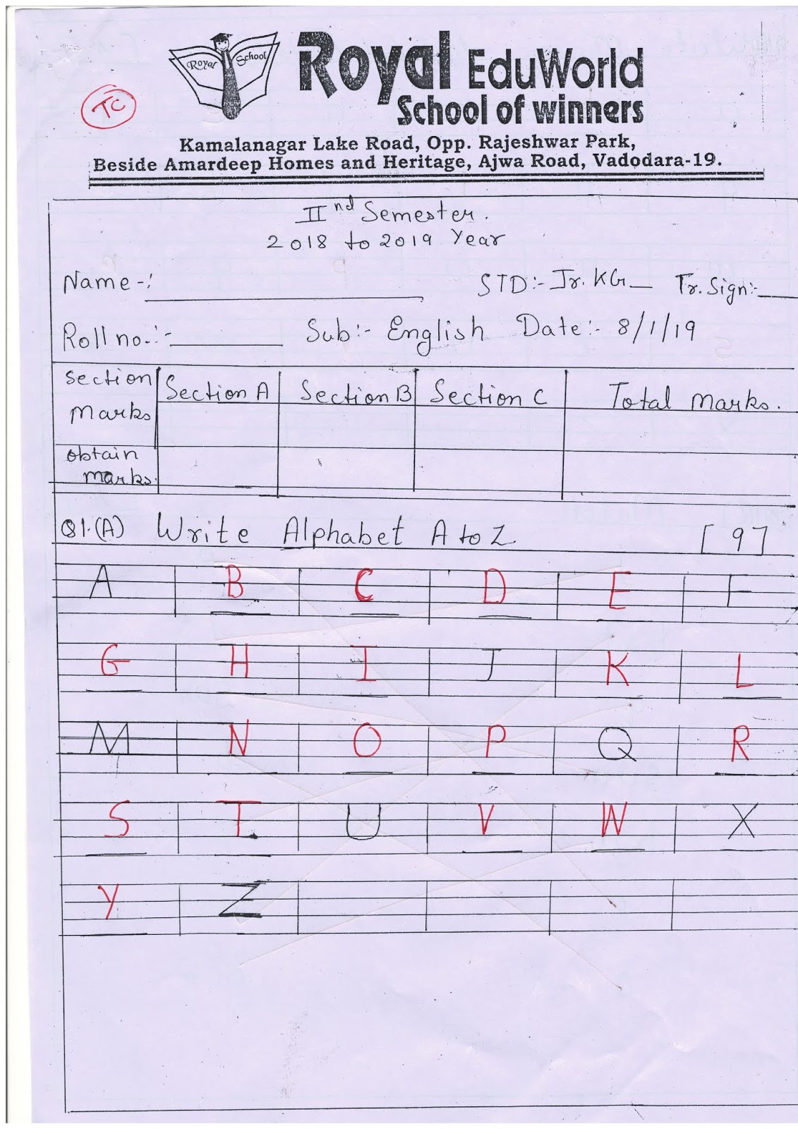 JR KG English Exam Paper jr-kg-english-exam-paper