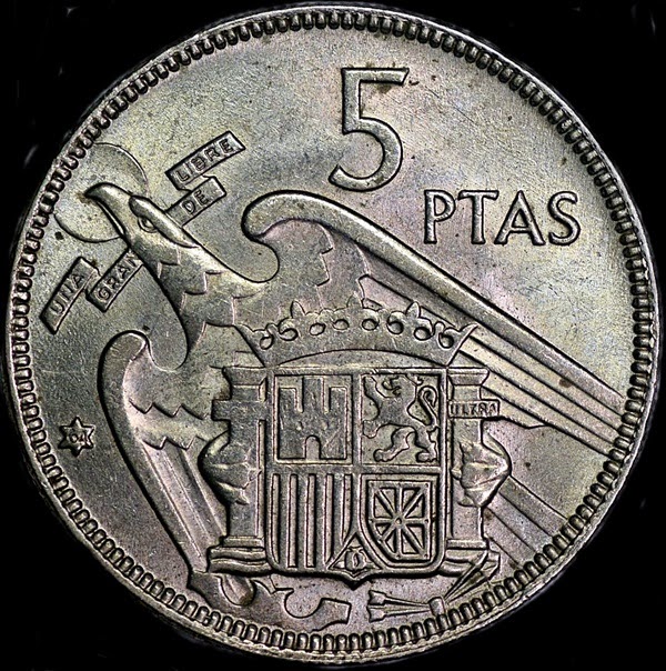 Monedas de México y el Mundo: España: 5 Pesetas de 1957 (Aguila de San ...