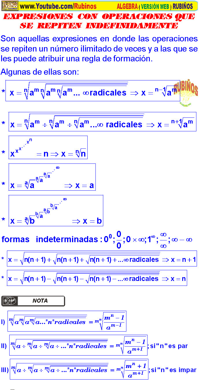 TEORIA DE EXPONENTES Y RADICALES EJEMPLOS Y FORMULAS PDF