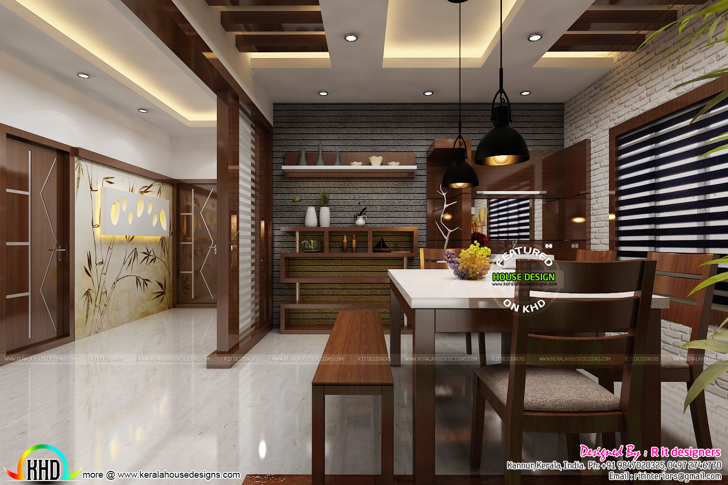 Dining, kitchen and foyer interiors - Kerala Home Design and Floor ...