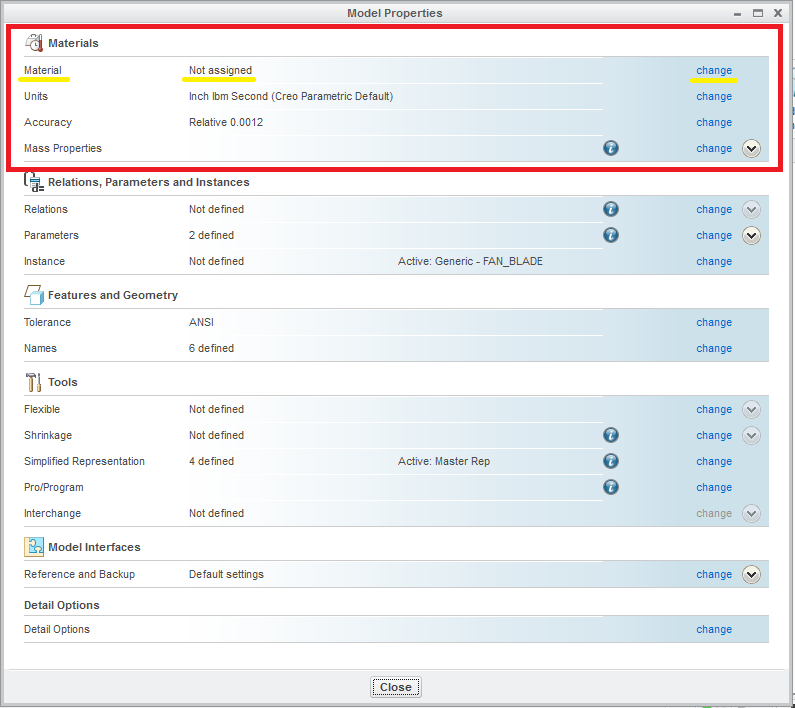 How to assign material to 3D model in PTC CREO