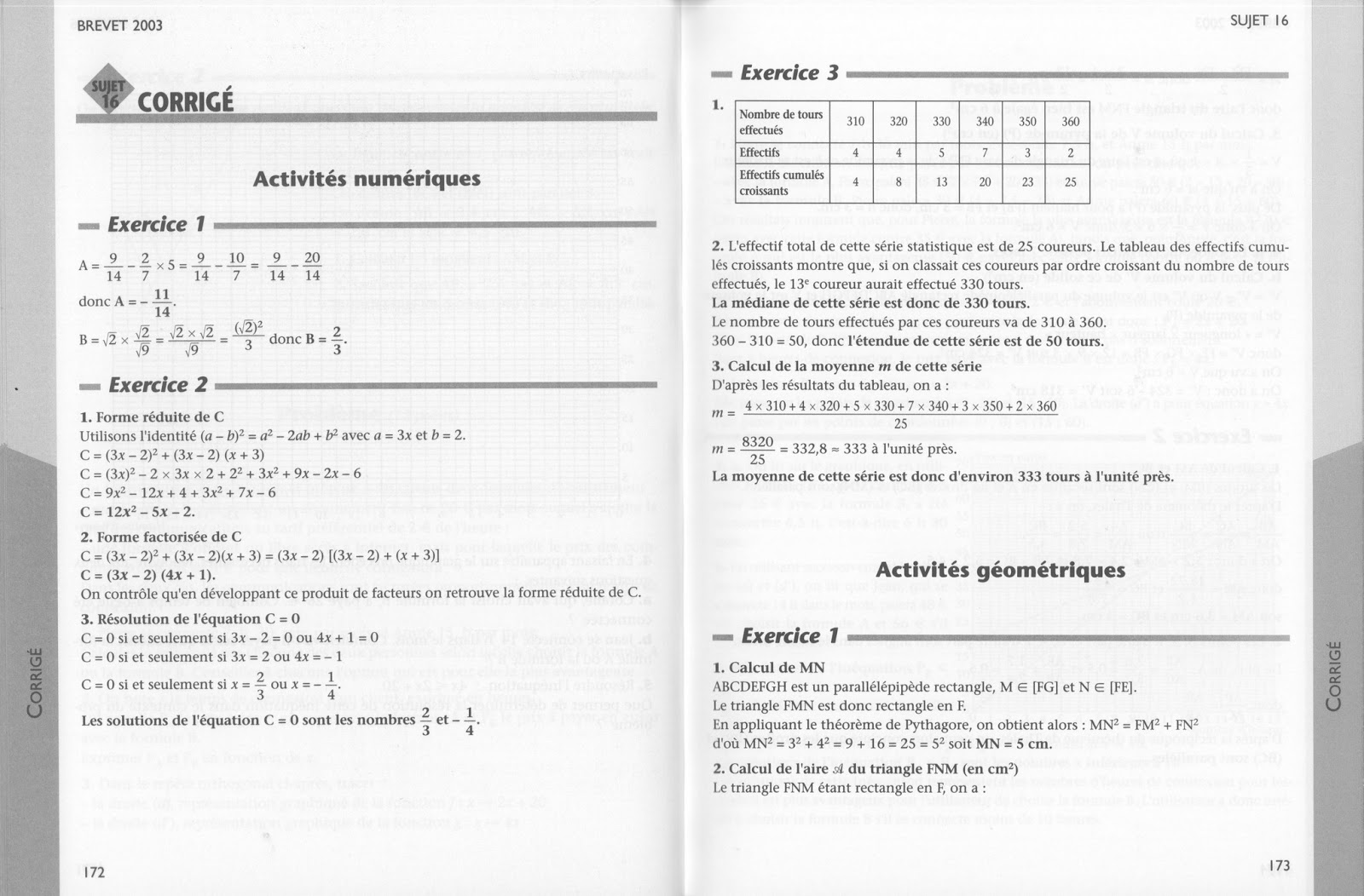 école : références: Brevet Mathématiques Annales exercices + corrigés ...