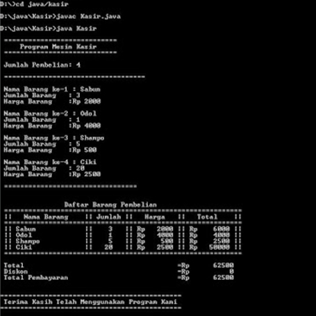Program Mesin Kasir Menggunakan JAVA Lebih dari Satu Class atau Dua Class ~ Populeritas