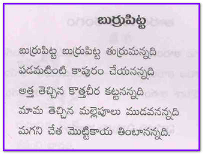 CHODAVARAMNET: TELUGU CHILDRENS POEMS - BURRU PITTA - A BIRD SONG