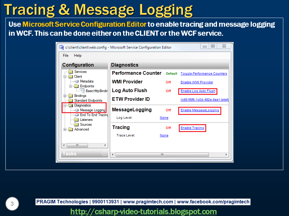 Sql Server Net And C Video Tutorial Part 9 How To Enable Tracing And Message Logging In Wcf