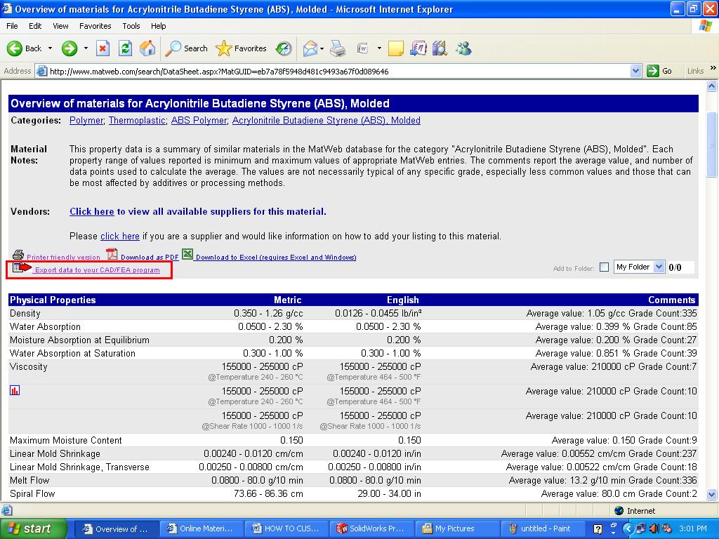 Tips & Tricks: SolidWorks with matweb - IME Technology Sdn Bhd