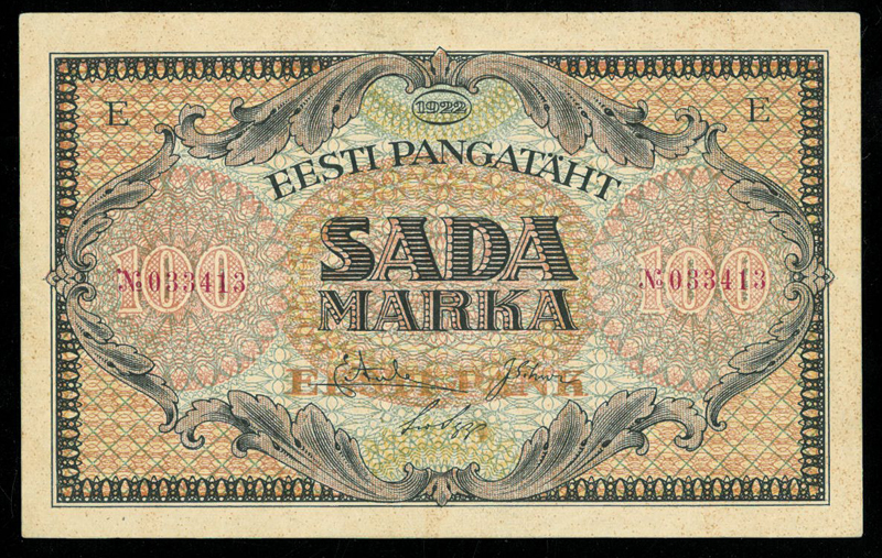 Estonian paper money 100 Marka banknote 1922|World Banknotes & Coins ...
