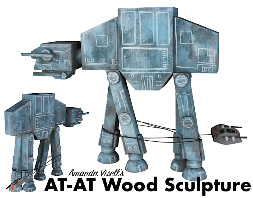 AT-AT Wood Sculpture by Amanda Visell