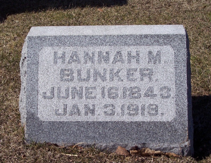 Lyman Township Cemetery & St. Mary's Cemetery: Mrs. Hannah Bunker