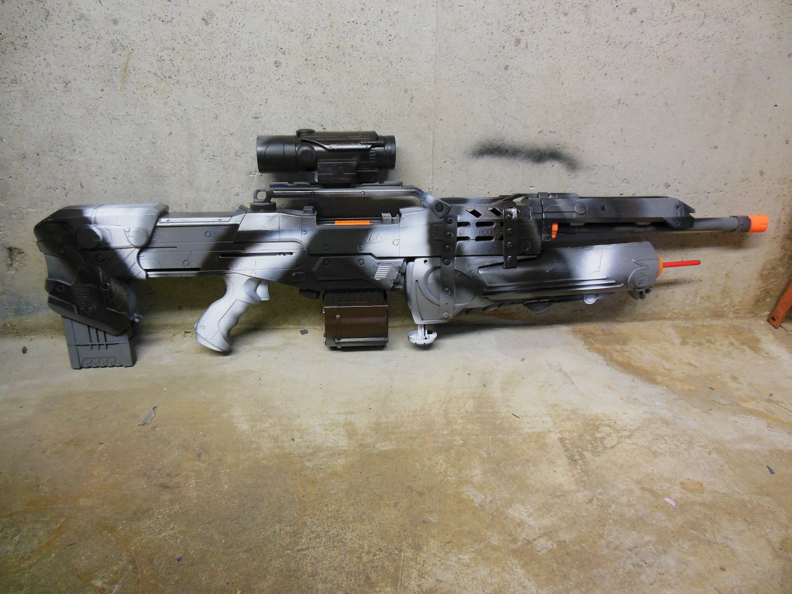 Lasagna678 Nerf Mods: Urban Camo Longshot with Grenade Launcher