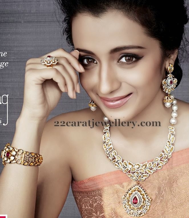 Trisha in Exclusive Polki Necklace - Jewellery Designs