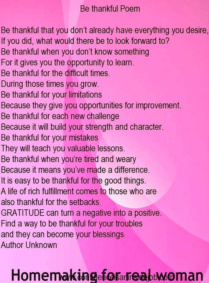 Homemaking Keepin It Real: Thankful Thursday "Poem"